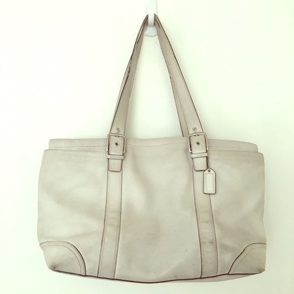 Coach | Bags | Coach Large White Leather Tote Bag | Poshmark
